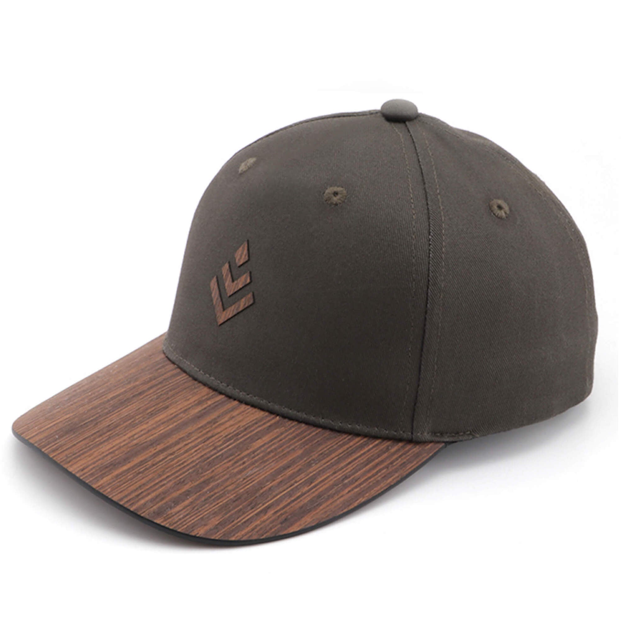 TruWood Arc Green Baseball Cap with 100% Real Walnut Wood Brim
