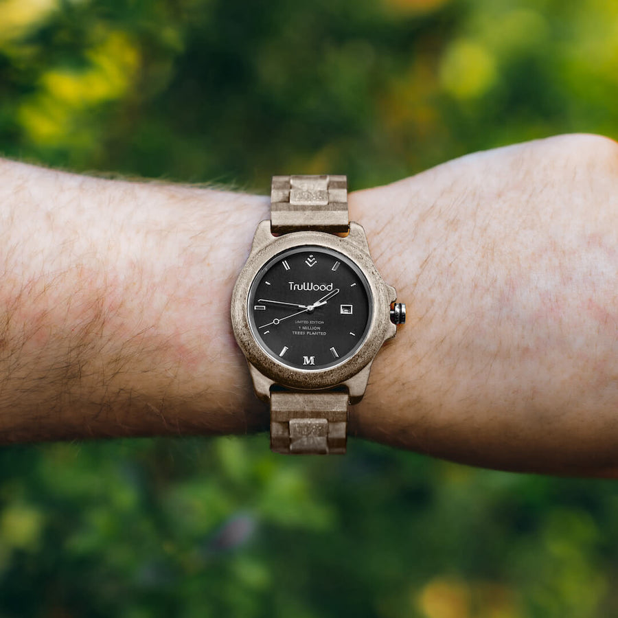 TruWood Alpine Grey Maple Million Tree Wood Watch Men