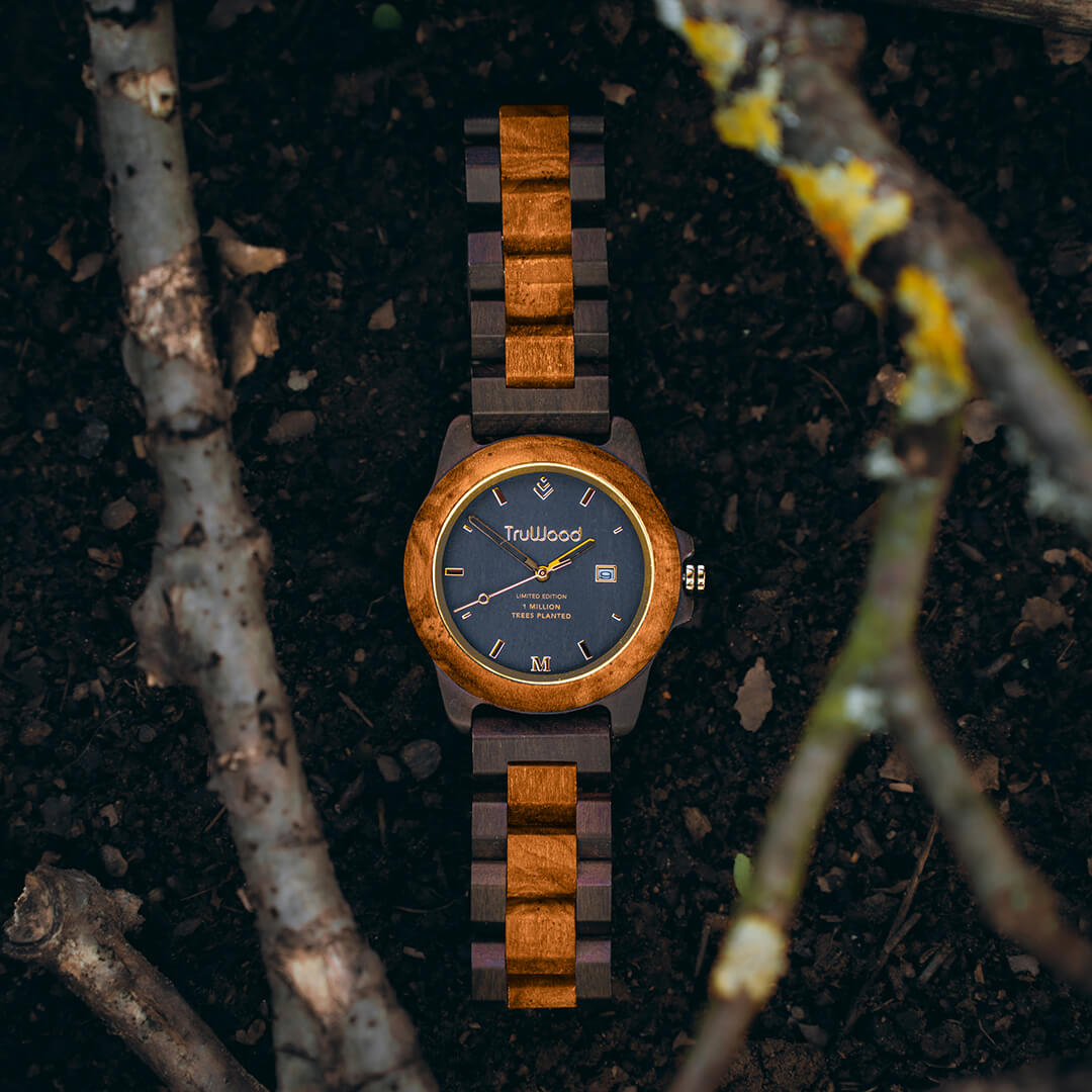 TruWood Intrepid Burlwood Million Tree Wood Watch Men