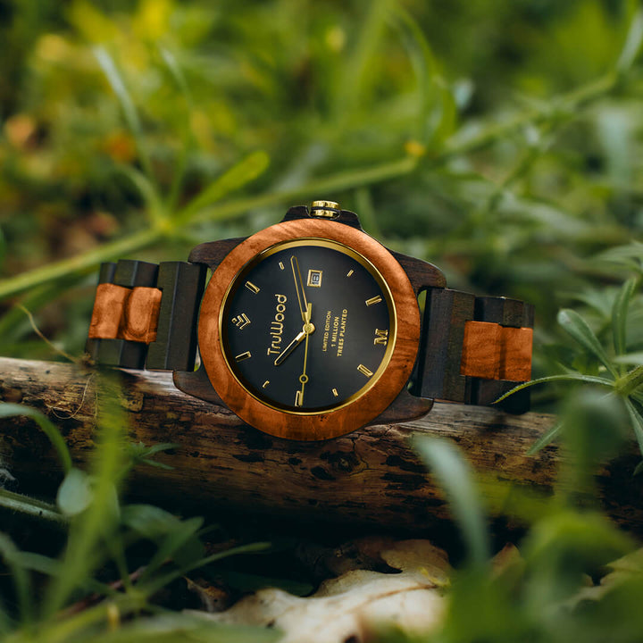 TruWood Intrepid Burlwood Million Tree Wood Watch Men