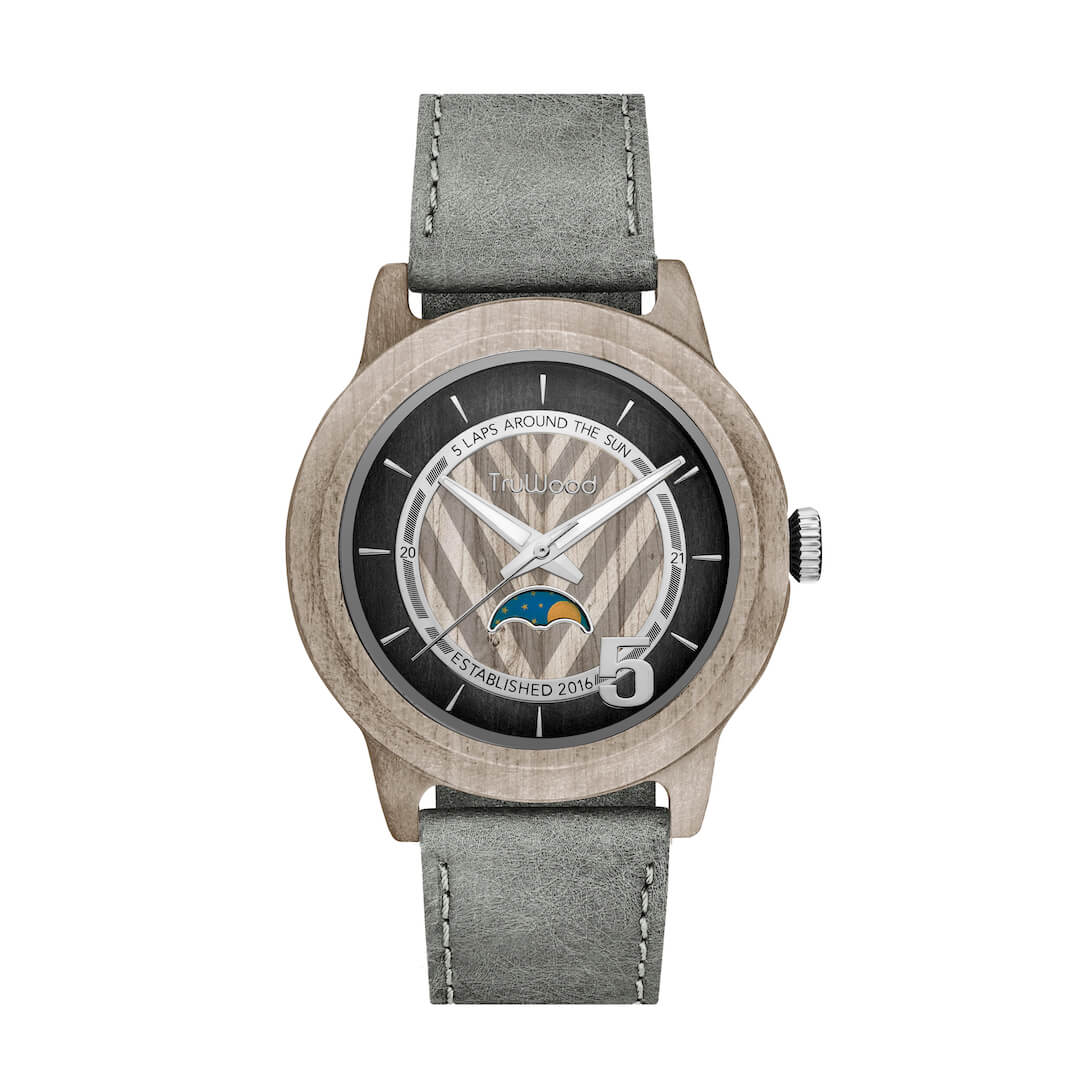 TruWood Limestone Grey Maple 5 Year Founder's Wood Watch Men