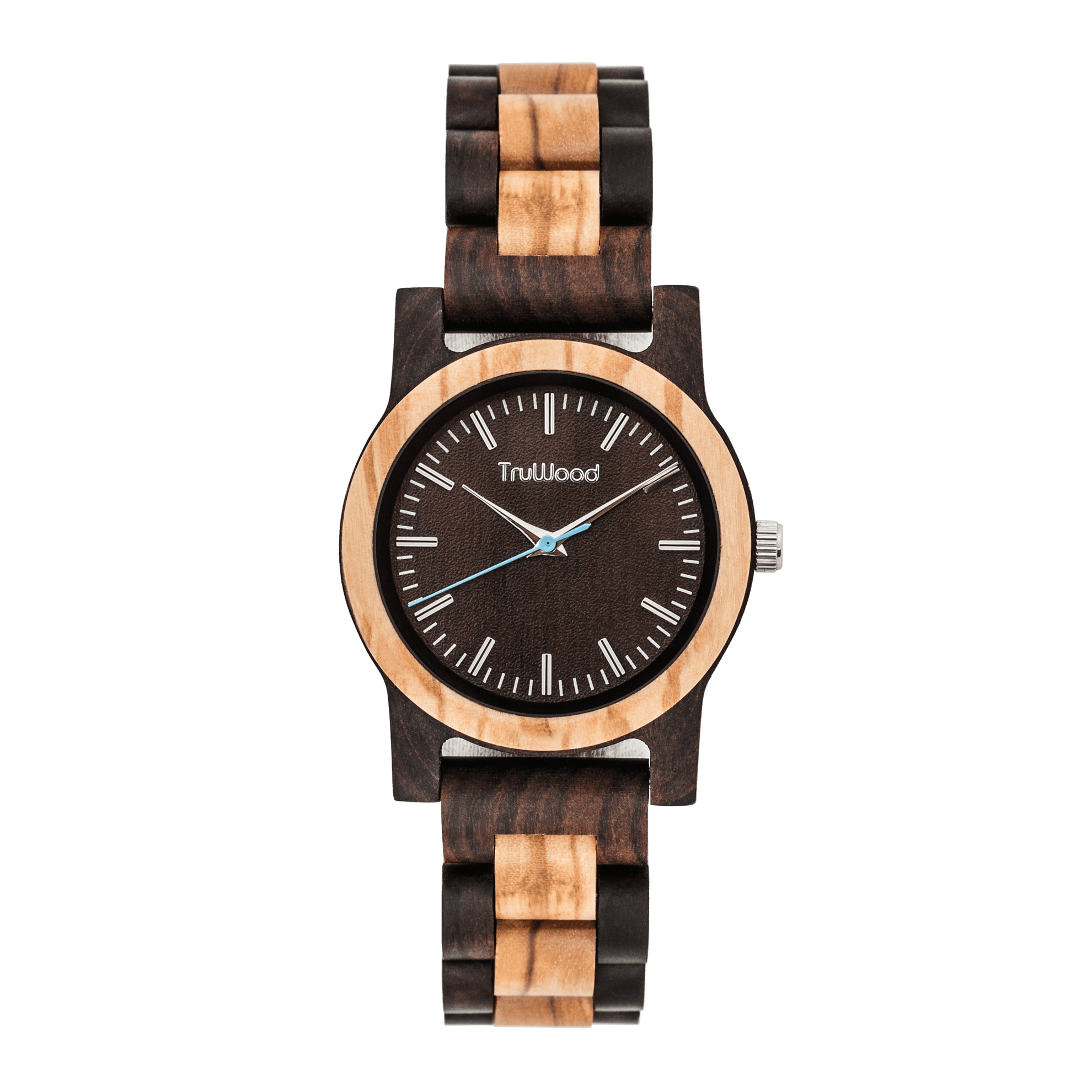 TruWood Hybrid Black Mahogany Olive Wood Brown Two Tone Watch Women